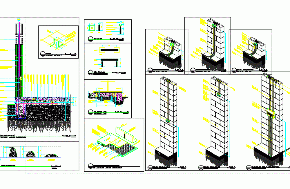 Details Of Structural Reinforced Walls And Outlets DWG Section for ...