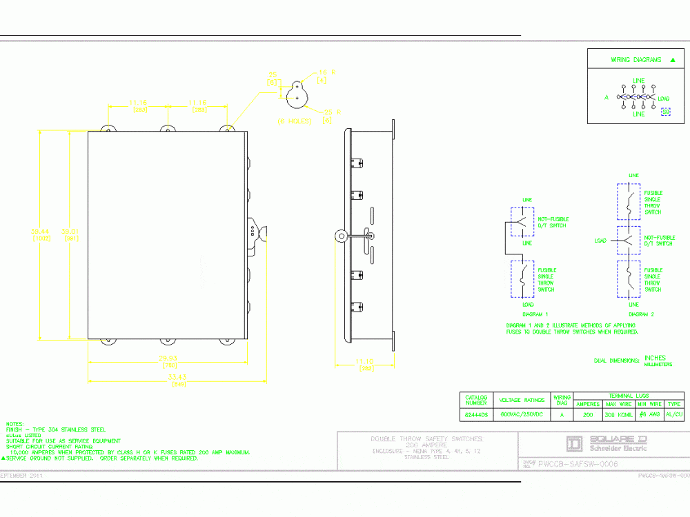 Double Shot Switch 200a; Mca Sqd DWG Block for AutoCAD • Designs CAD