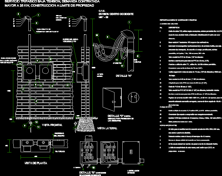 Low Voltage Three Phase Service DWG Detail for AutoCAD • DesignsCAD