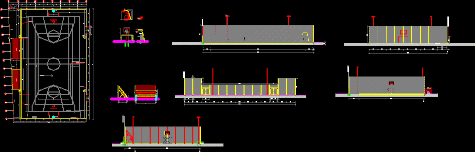 Multipurpose Court, Baby Soccer, Volleyball DWG Section for AutoCAD ...
