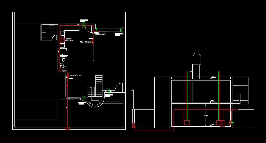 Plano Gas Installation Detached House DWG Section for AutoCAD • Designs CAD