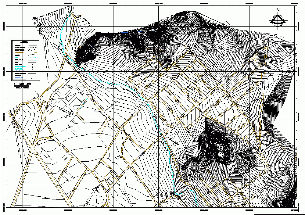 Topographic Street Map Mala District, Canete Province, Peru DWG Block ...