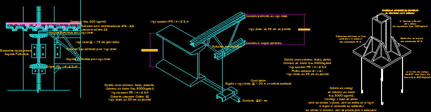 Union Steel Column Trabe Joist Beam Losacero Roof DWG Block For AutoCAD Designs CAD
