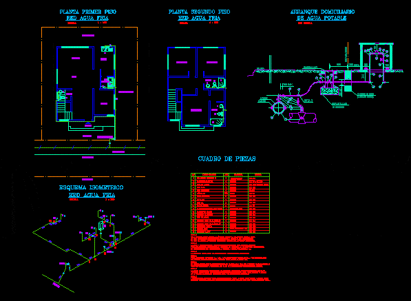 Water Installation Layout Isometric--Housing DWG Plan for AutoCAD ...