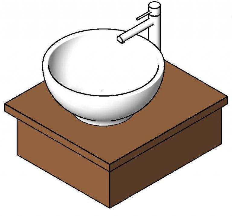 Desk Hung Wash Basin 3D DWG Model for AutoCAD • Designs CAD