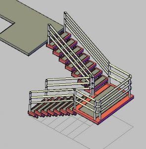Double-L Stair 3D DWG Model for AutoCAD • Designs CAD