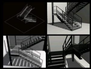 Metal Stairs Of Two Sections 3D DWG Section for AutoCAD • Designs CAD