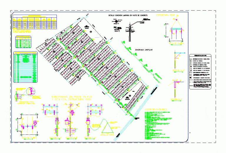 Red Electrica Medium And Low Tension With Street Lighting DWG Detail ...