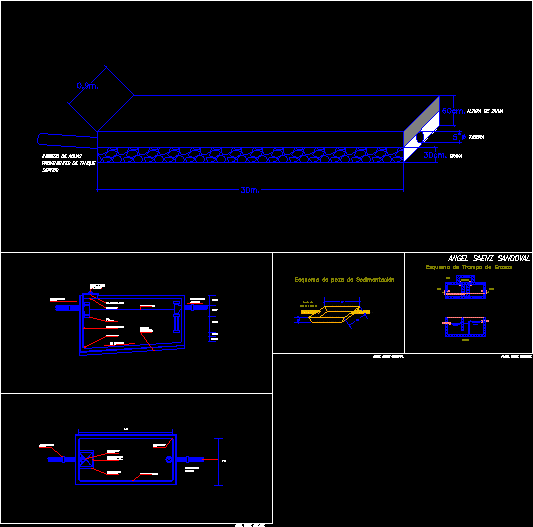 Sedimentation Chamber, Grease Trap And Percolation Trench DWG Block for ...
