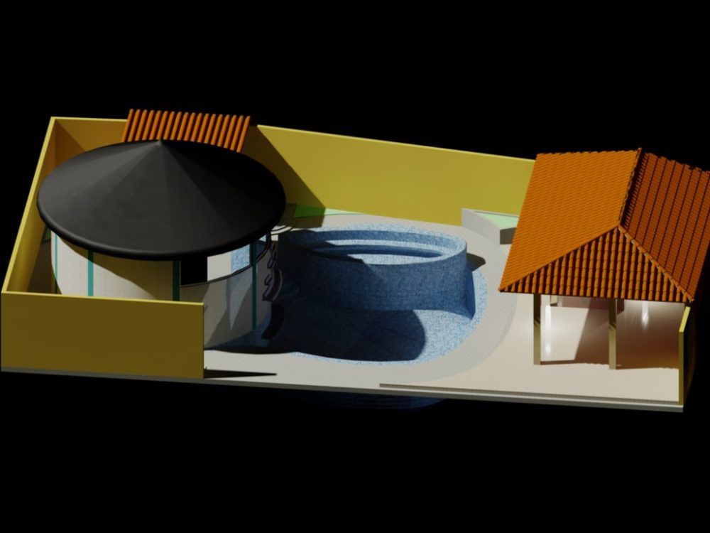 Swimming Pool With Bohio Poolhouse 3D DWG Model for AutoCAD • Designs CAD