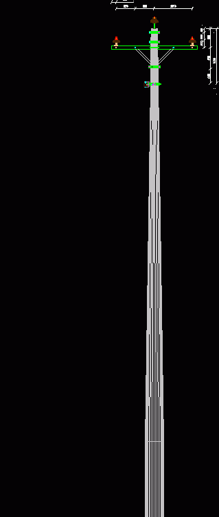 Three Phase Tangent Structre Transmission Pole DWG Block for AutoCAD ...
