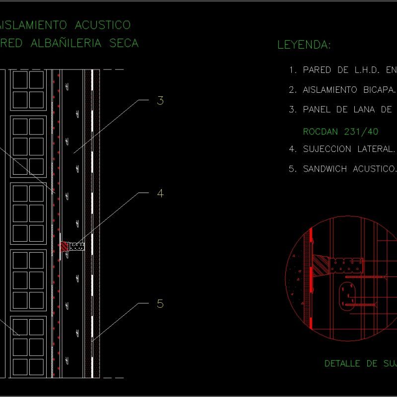 Acoustic Insulations With Plaster Panels Pladur - Canalizations DWG ...
