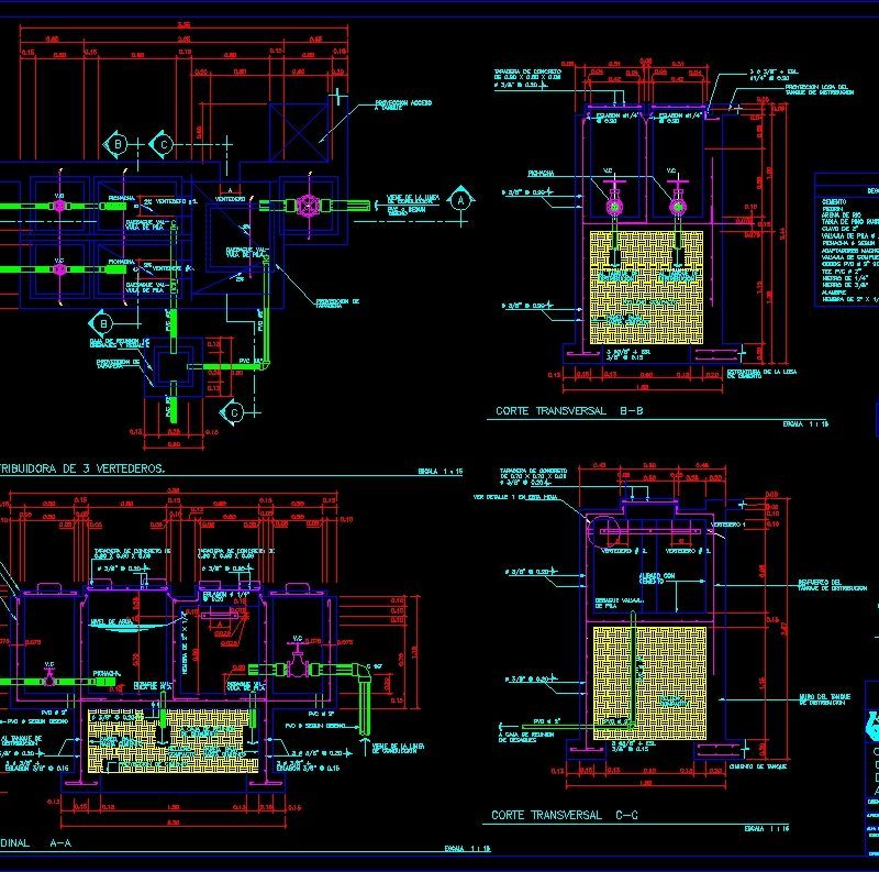 Box Of 3 Coupled To The Distribution Tank DWG Block for AutoCAD ...