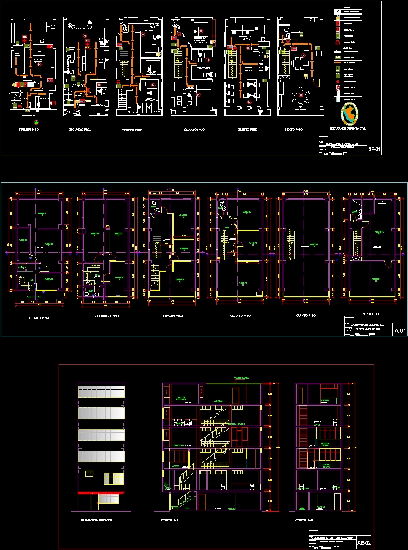Civil Defense Plan (Indeci) In Administrative Offices DWG Plan for ...