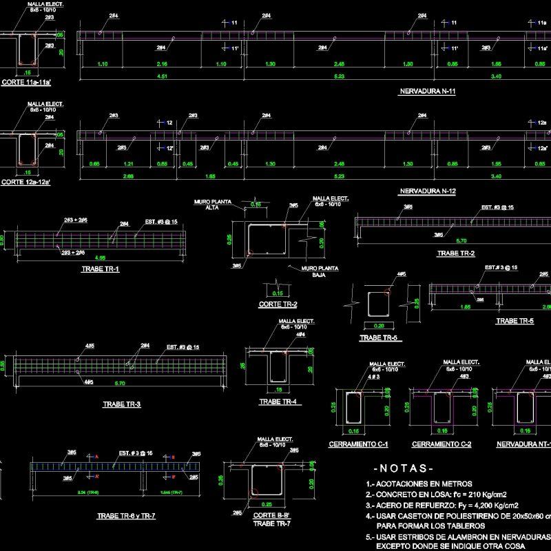 Concrete Slabs With Ribs DWG Detail for AutoCAD • Designs CAD