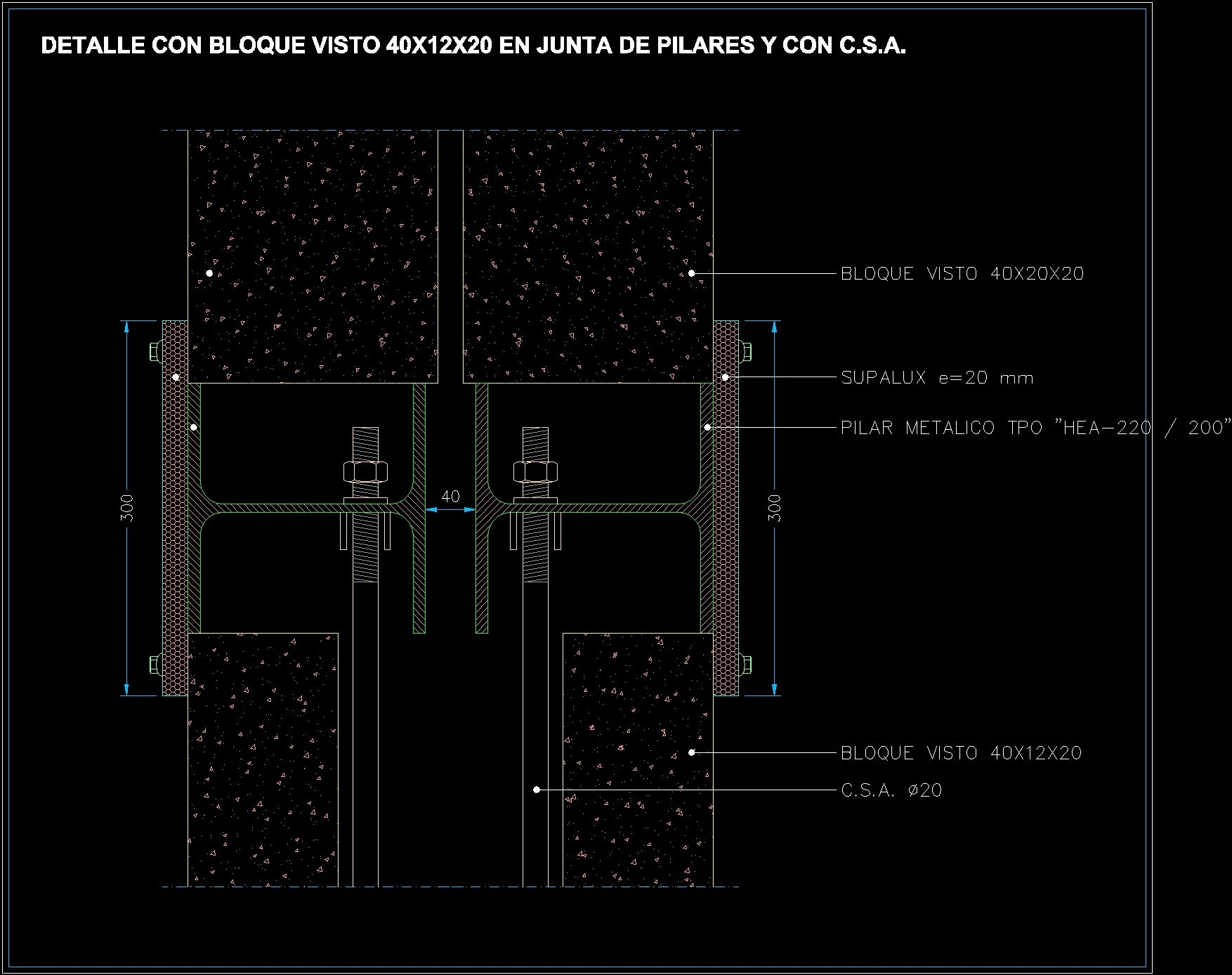 Connection Double Walls Of Cement Blocks DWG Block for AutoCAD ...