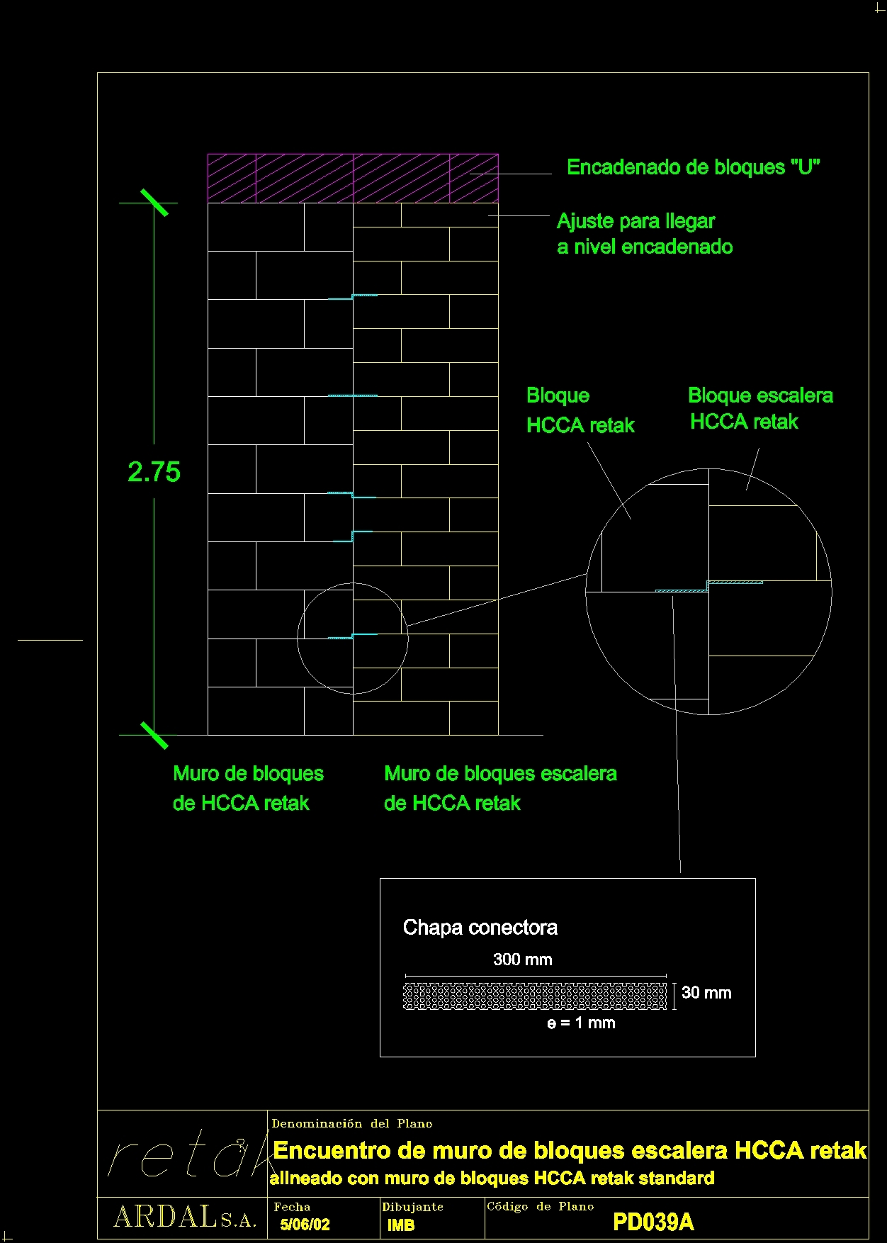 Connection Wall Of Concrete Blocks With Stairway DWG Block for AutoCAD ...