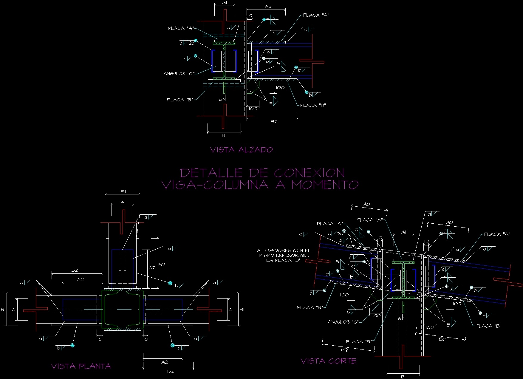 Detail Connection Beam - Column To Moment DWG Detail for AutoCAD ...