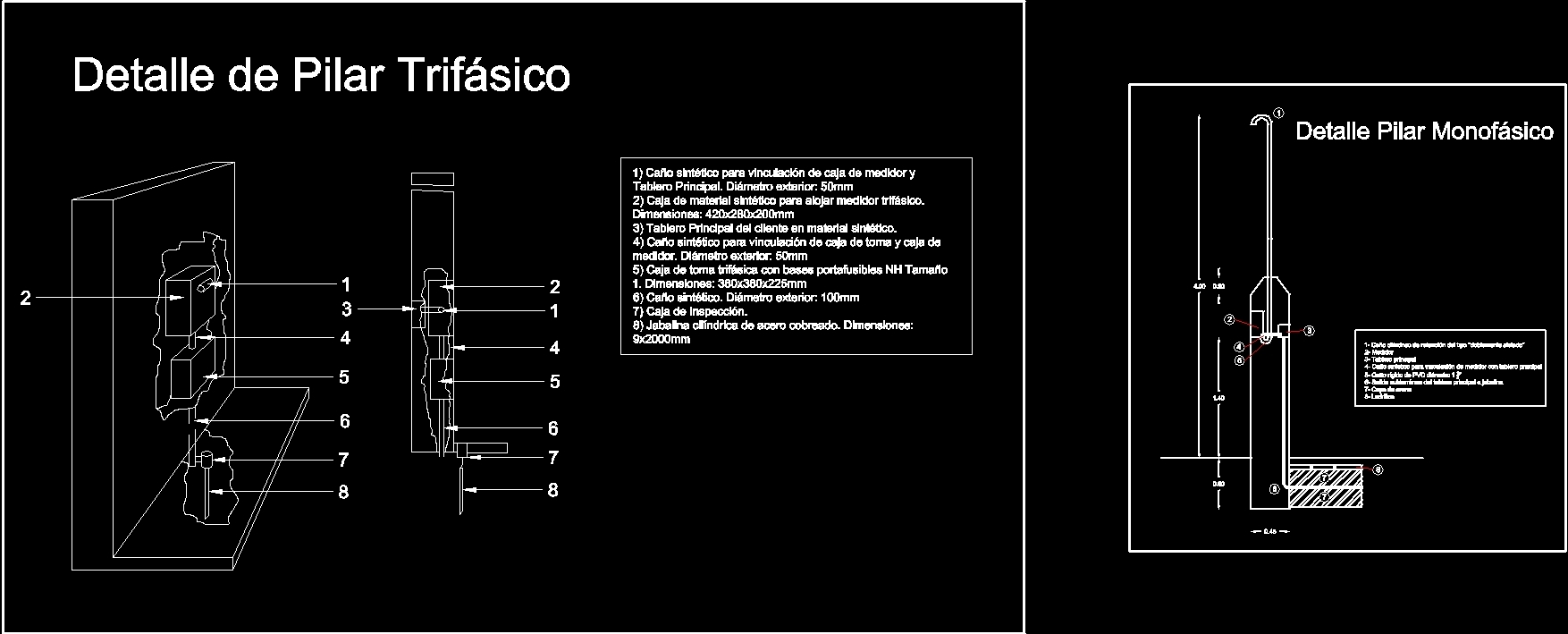 Details Single And Three Phase Electrical Pillar DWG Detail for AutoCAD ...