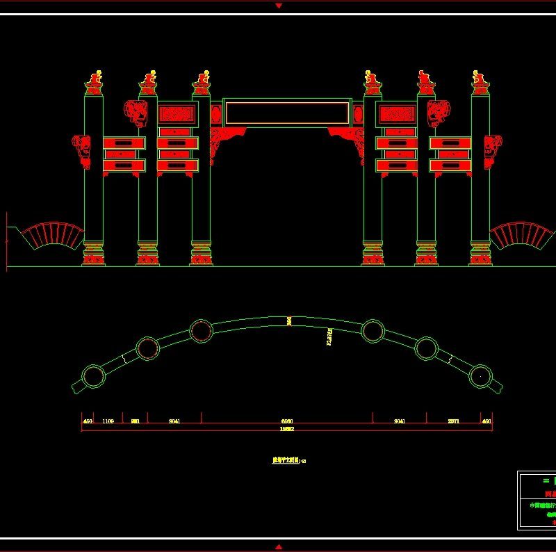 Entrance Arch - Ancient Style Chinese 2D DWG Plan for AutoCAD • Designs CAD
