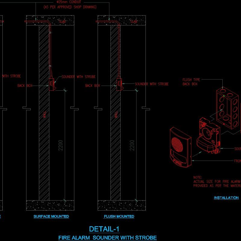 Fire Alarm Devices DWG Detail for AutoCAD • Designs CAD