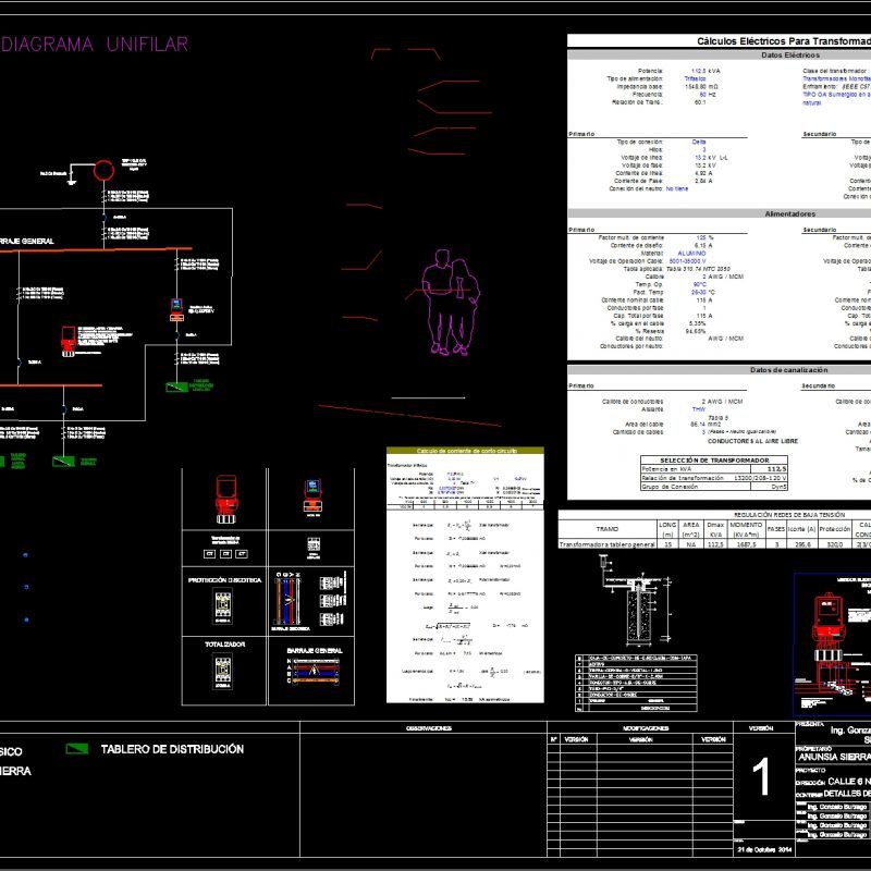 General Board And Line Diagram Transformer 112, 5 Kva DWG Block for ...