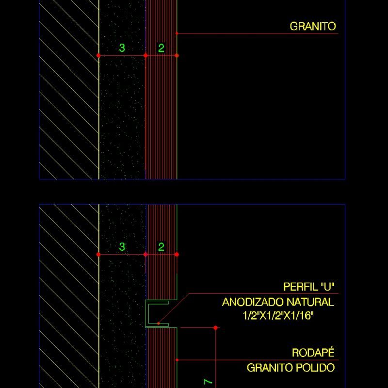 Granite Covering - Baseboard Connection Between Plates DWG Block for ...