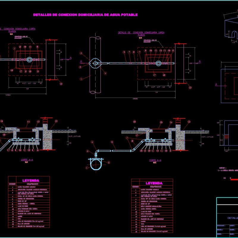 Household Water Connection Detail DWG Detail for AutoCAD • Designs CAD