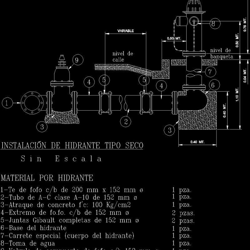 Hydrant Dry Type DWG Section for AutoCAD • Designs CAD