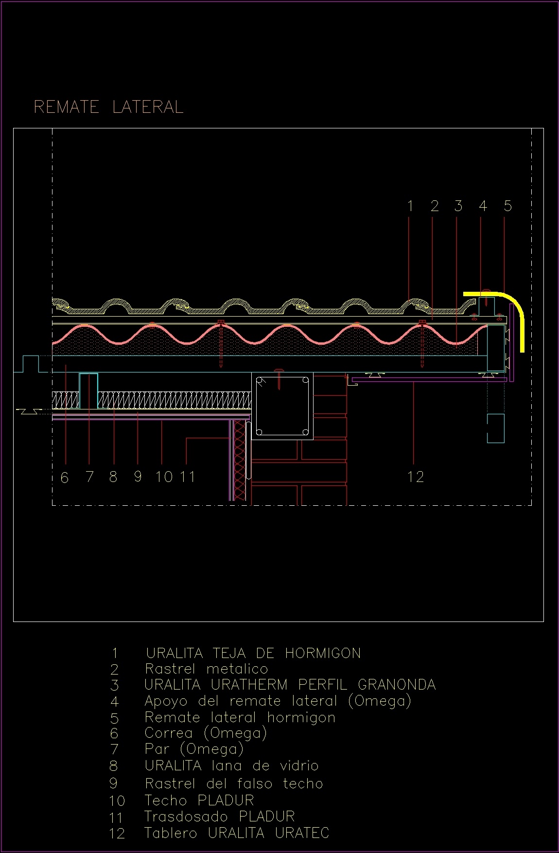 Incilned Roof Of Tiles In Concrete DWG Section for AutoCAD • DesignsCAD