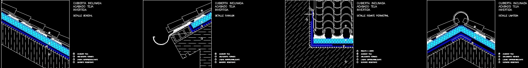 Inclined Roof Finish With Arabian Tiles - Texsa DWG Block for AutoCAD ...