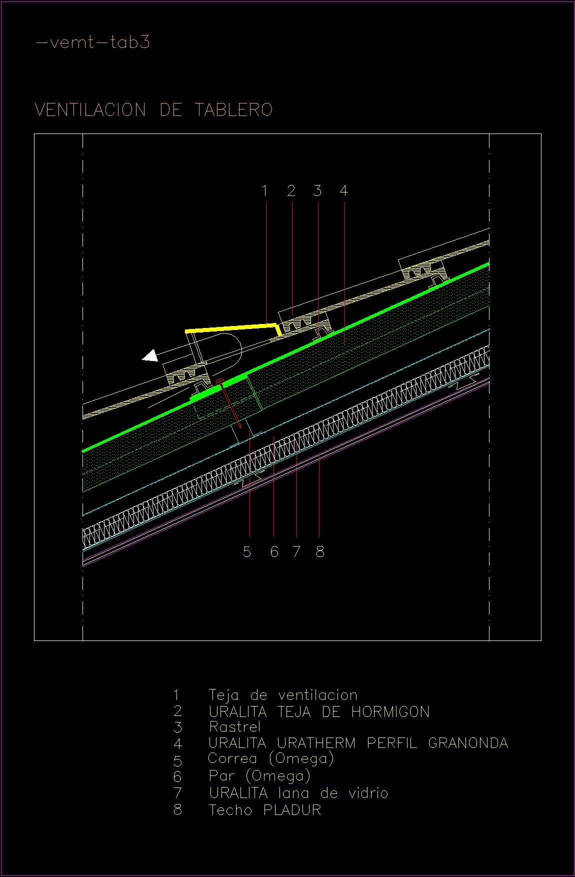 Inclined Roofs Of Concrete Tiles Uralita DWG Detail for AutoCAD ...