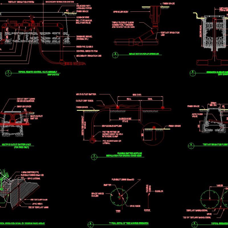 Irrigation Network Details DWG Detail for AutoCAD • Designs CAD
