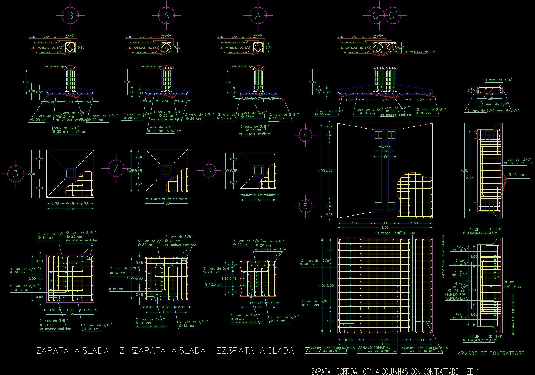 Isolated Footing In Armed Concrete DWG Section for AutoCAD • Designs CAD