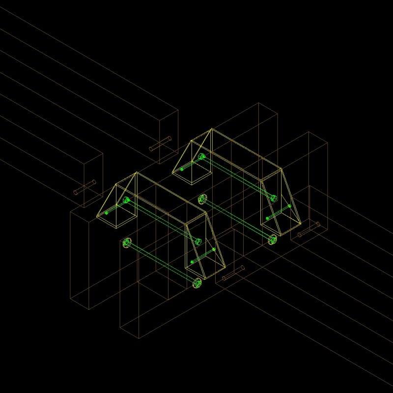 Joists Union With Beams In Wooden Structure 3D DWG Detail for AutoCAD ...