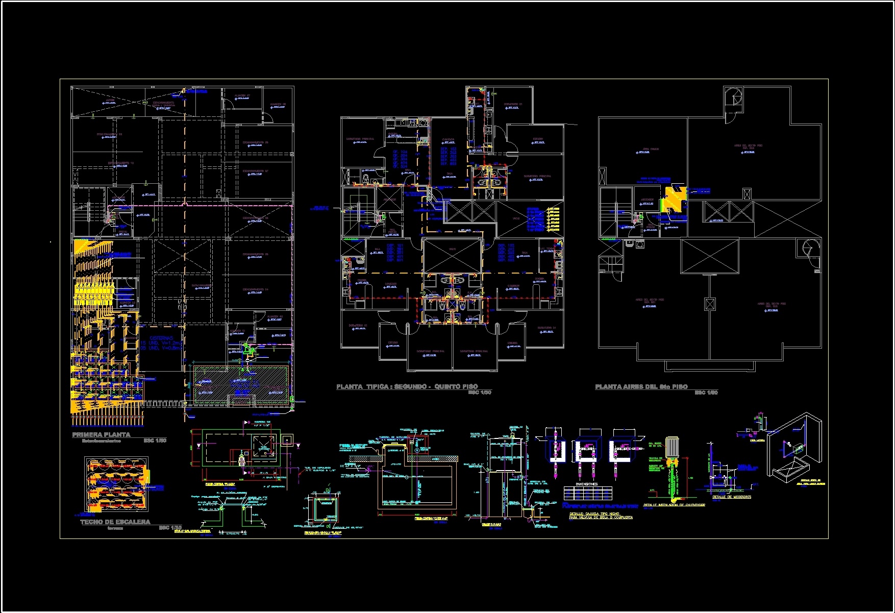 Network Installation Of Cold And Hot Water For Multifamily DWG Block ...