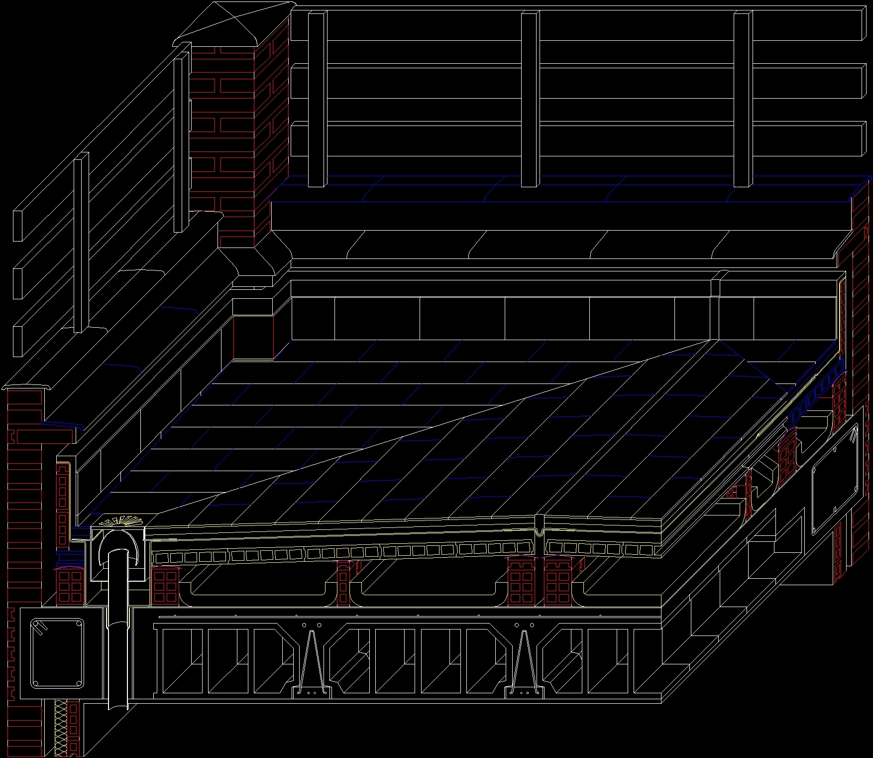 Perspective Passable Terrace DWG Detail for AutoCAD | DesignsCAD