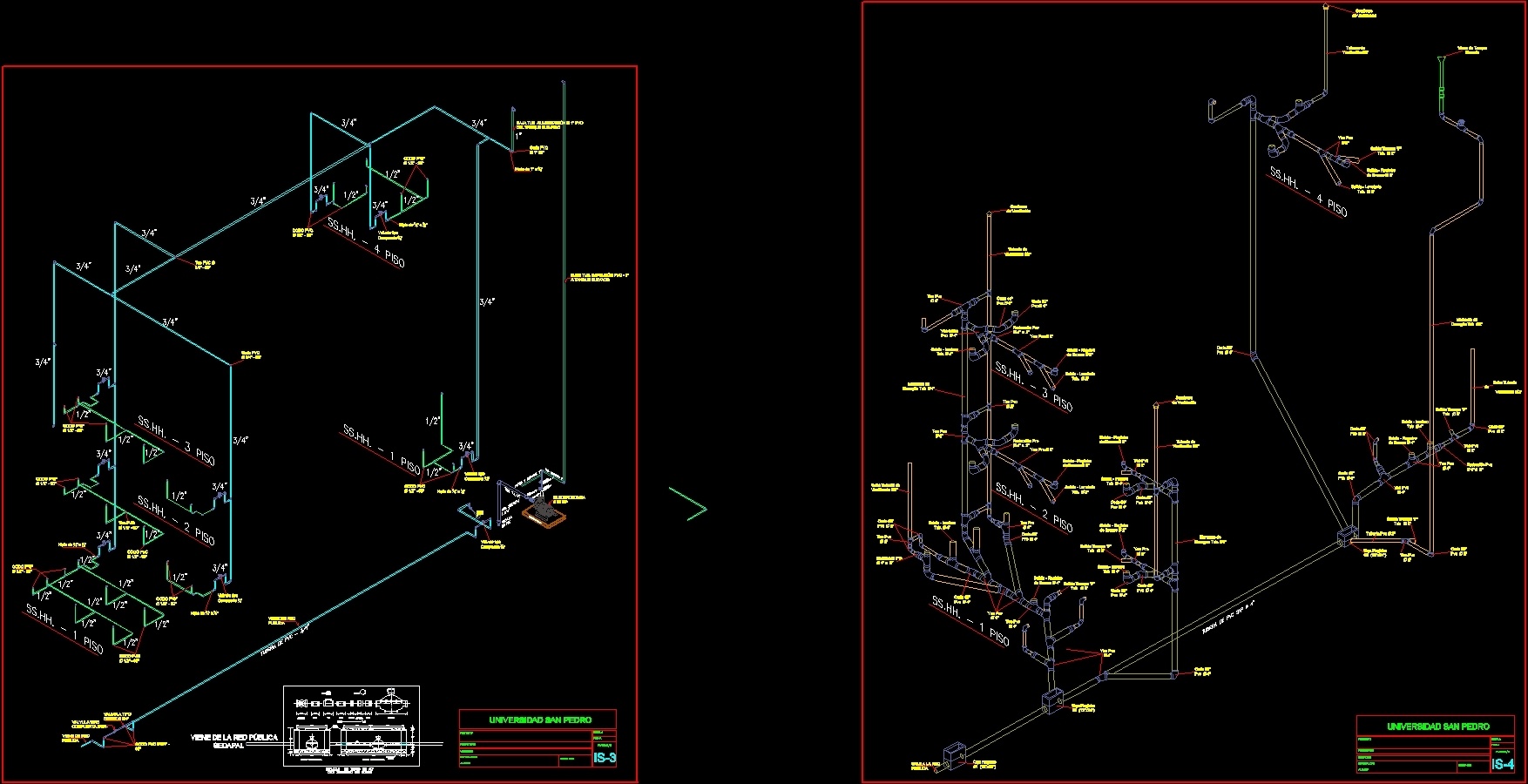 Plano Isometric Water And Sewer DWG Detail for AutoCAD • Designs CAD
