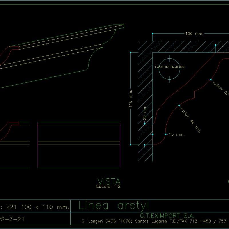 Plaster's Moulding - Arstyl Type DWG Section for AutoCAD • Designs CAD