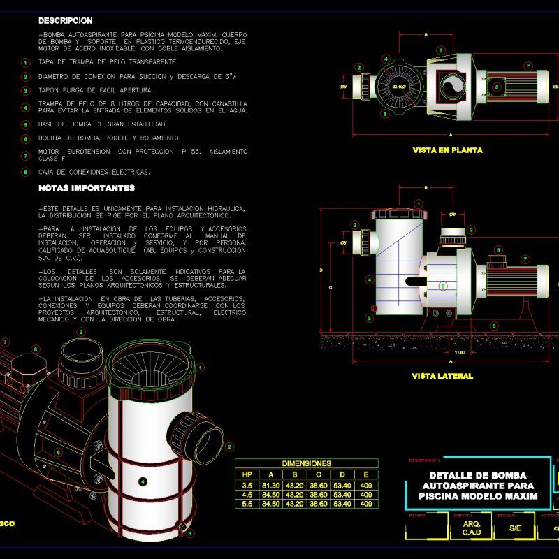 Pool Pump DWG Detail for AutoCAD • Designs CAD