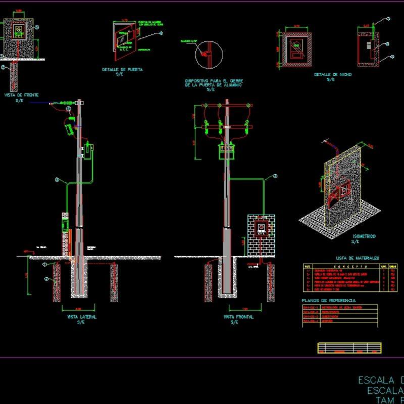 Power Line Pole Electricity Meter Lying Infrastructure DWG Block for ...