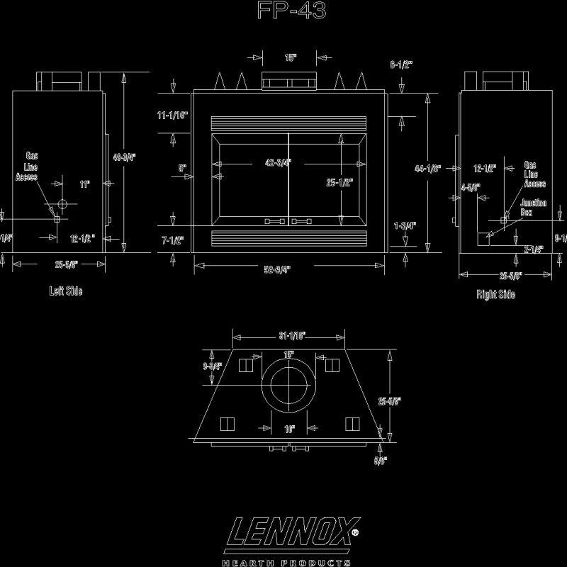 Prefabricated Fireplace Stove DWG Block for AutoCAD • Designs CAD