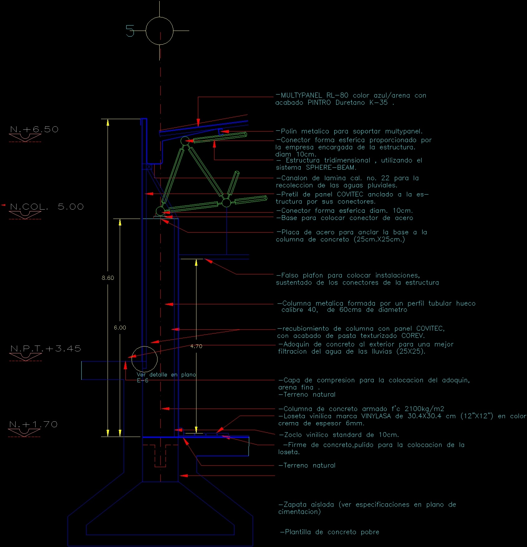 Section Facade Three -Dimensional Structure DWG Section for AutoCAD ...