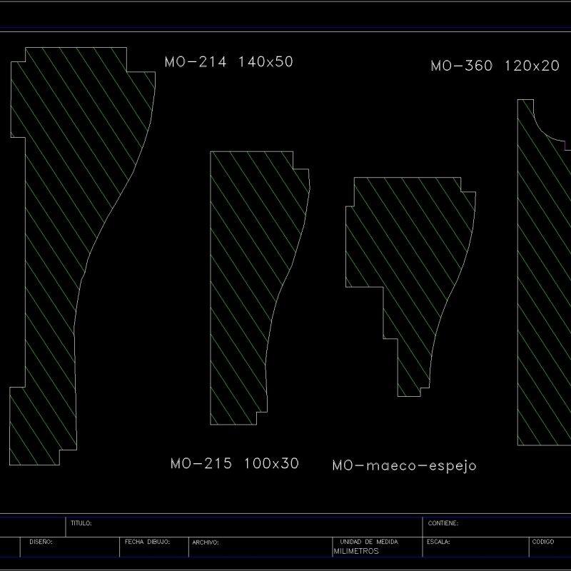 Section Wooden Mouldings DWG Section for AutoCAD • Designs CAD