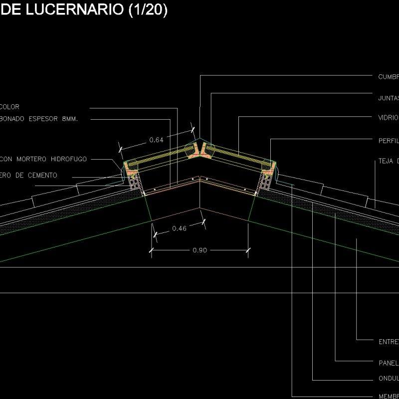 Skylight At Ridge Of Roof With Wooden Beams DWG Block for AutoCAD ...