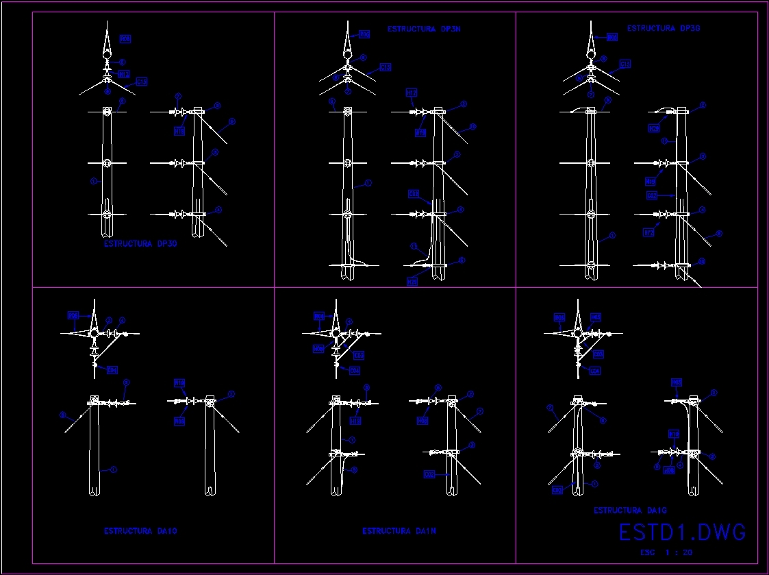 Structure Of Medium Voltage For Deflection 2d Dwg Block For Autocad