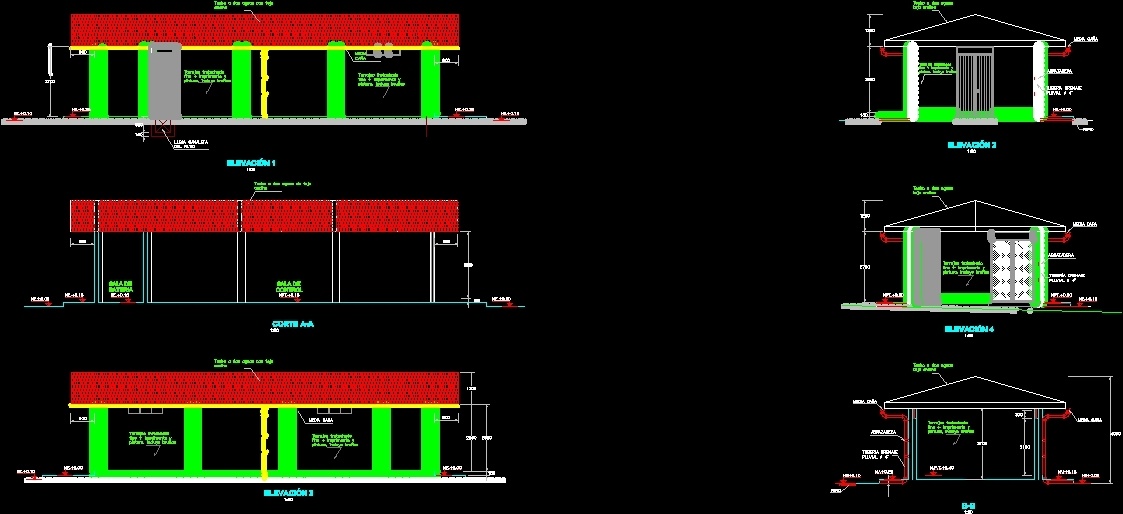Substation Control Room 50kv -Elevations And Sections DWG Section for ...