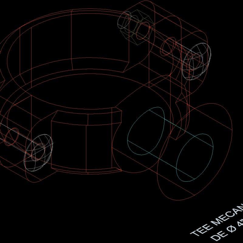 Tee Mechanics 4inch 3D DWG Model for AutoCAD • Designs CAD