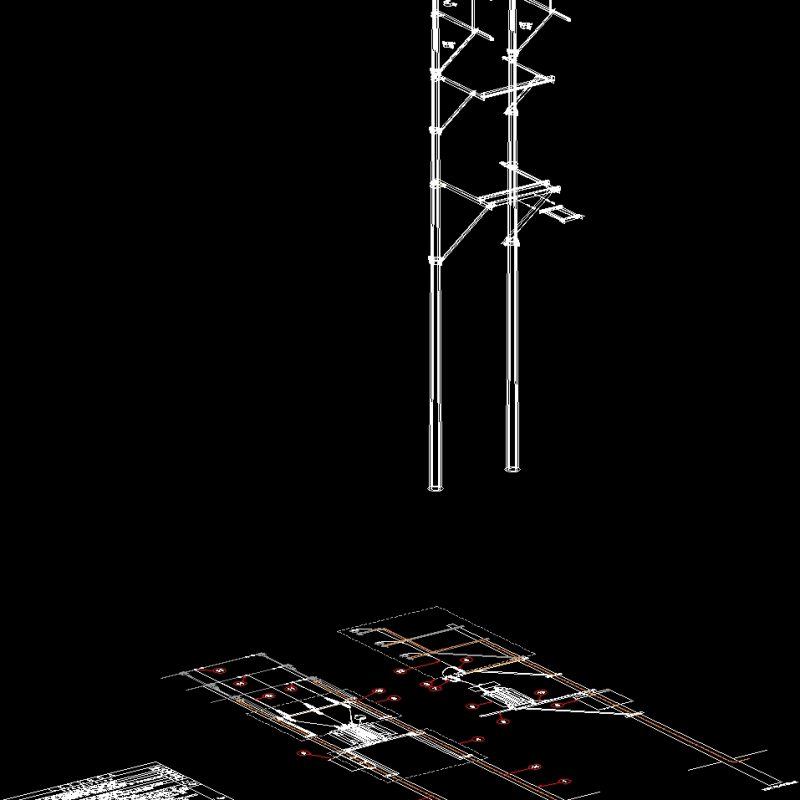 Two Post Aerial Transformer Substation 3D DWG Detail for AutoCAD ...