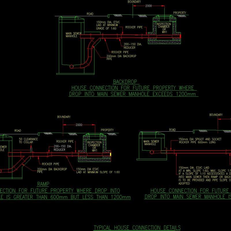 Typical House Connection Details DWG Detail for AutoCAD • Designs CAD